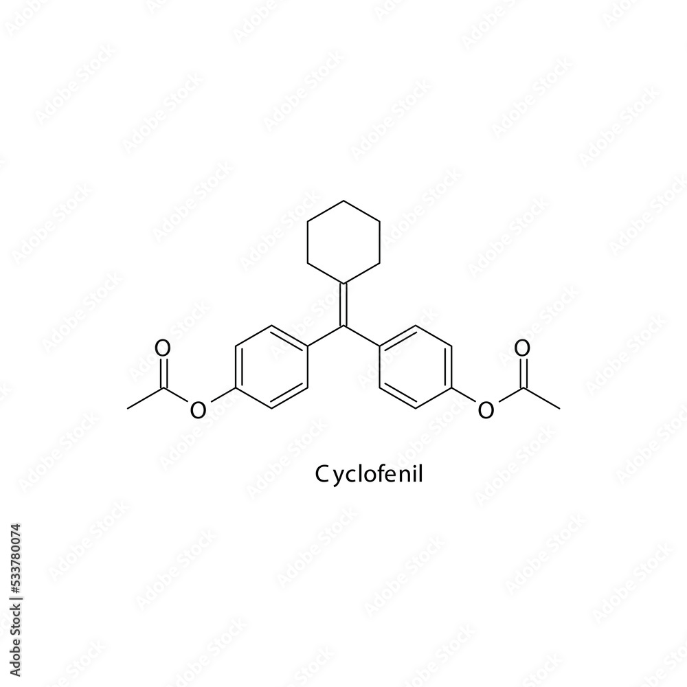 Cyclofenil molecule flat skeletal structure, Estrogen receptor ...
