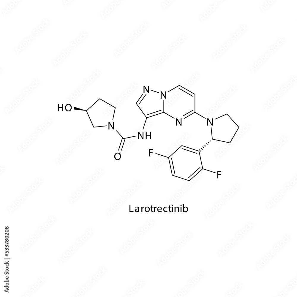 Larotrectinib molecule flat skeletal structure, Tyrosine kinase - TrkA ...