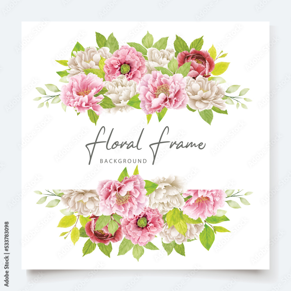 watercolor peonies border and frame background design Stock Vector ...