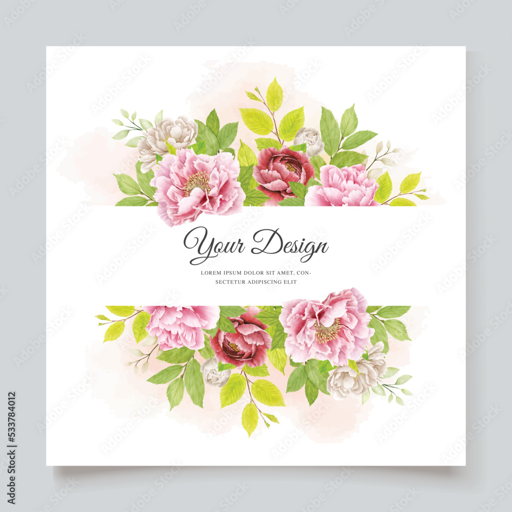 watercolor peonies border and frame background design Stock Vector ...