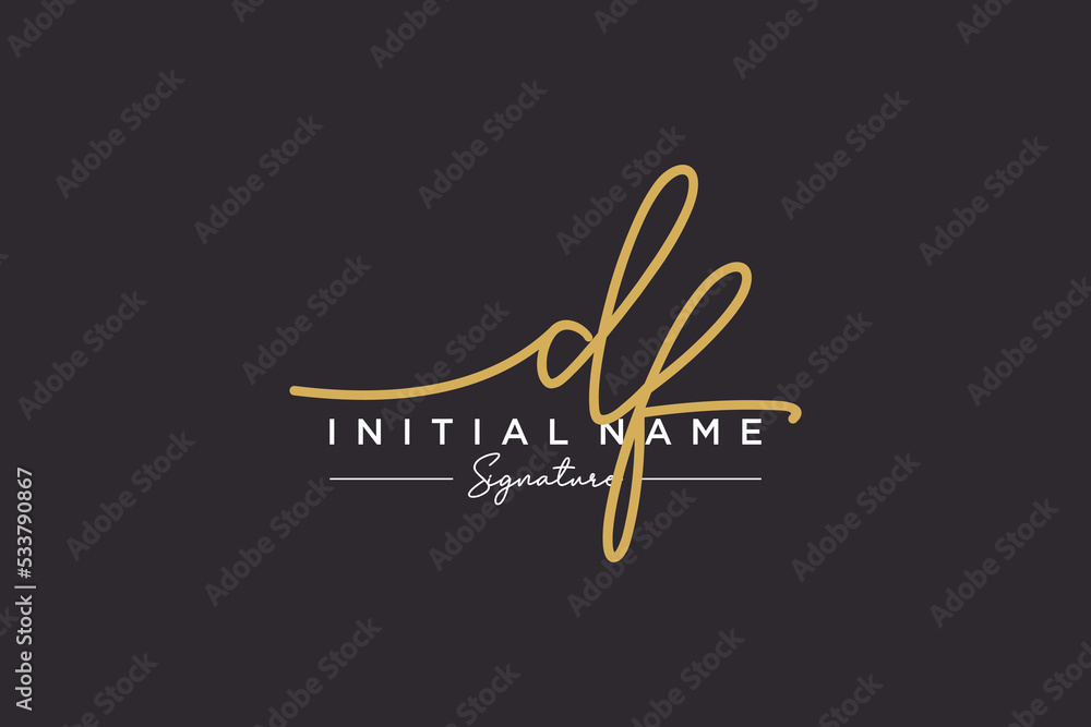 Initial DF signature logo template vector. Hand drawn Calligraphy ...