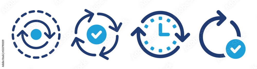 Consistency icon set isolated on white background. Repeat symbol with ...