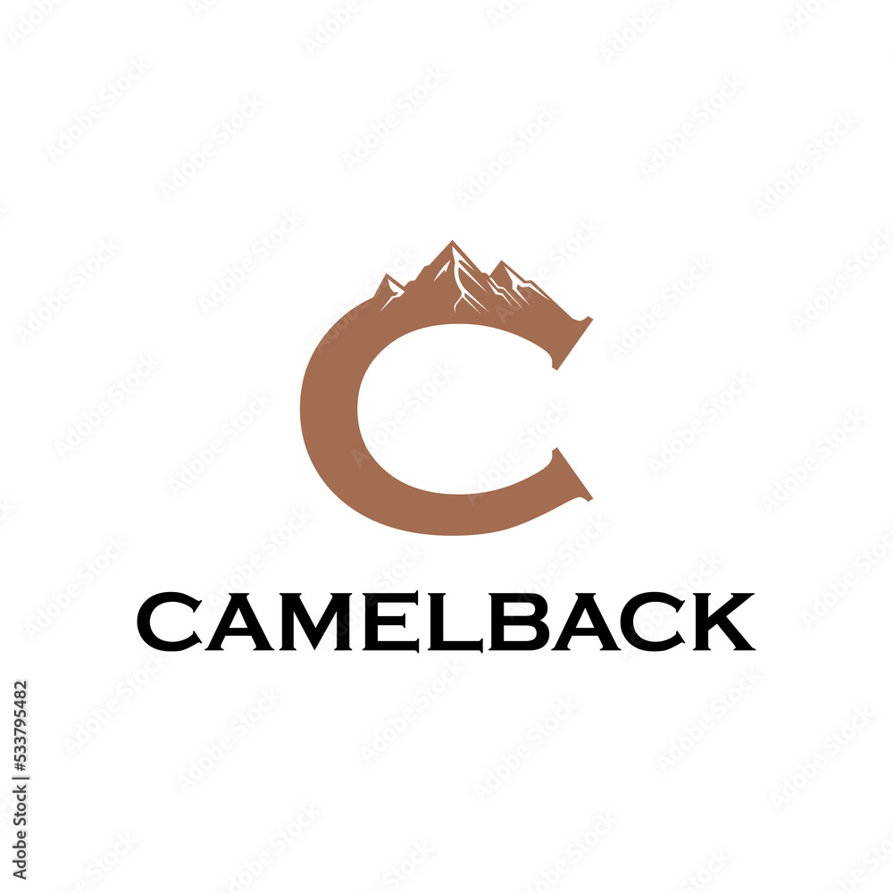 C Letter Mountain with Home, like Camelback Cove Mountain Shape logo ...