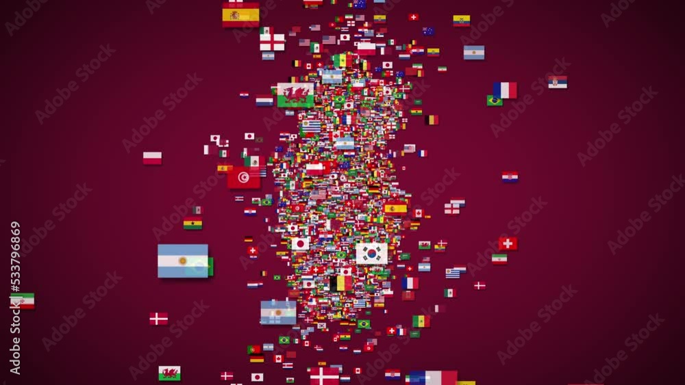Qatar's country map is filled with different country flags. The map ...