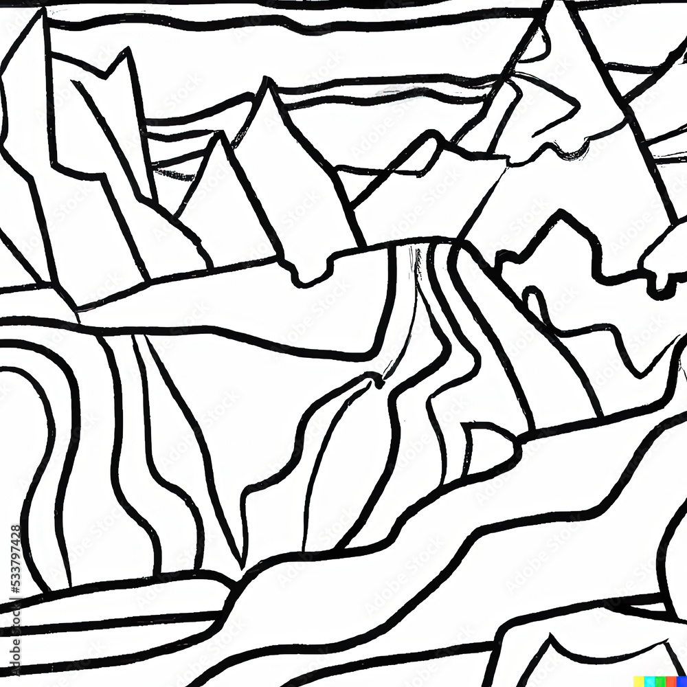 Line drawing of mountains like the Alps Stock Illustration | Adobe Stock