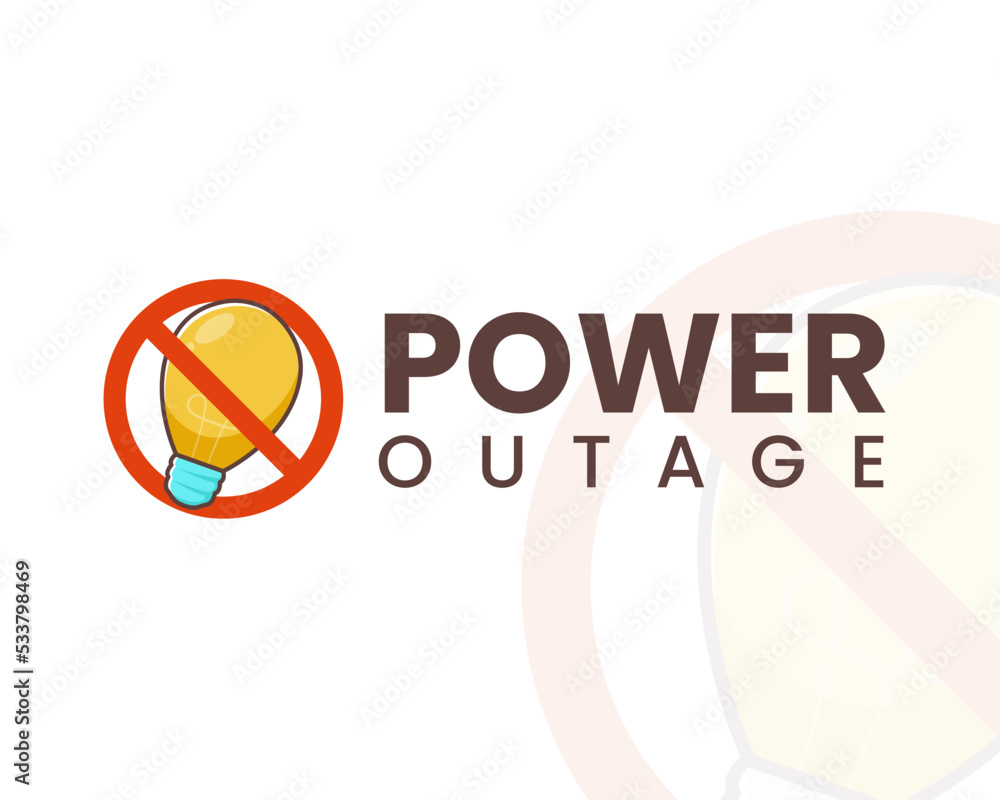 Blackout Power outage icon symbol sticker. No Electricity Symbol with ...