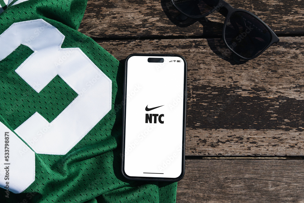 Nike Training Club NTC app on the smartphone iPhone 14 Pro screen on ...