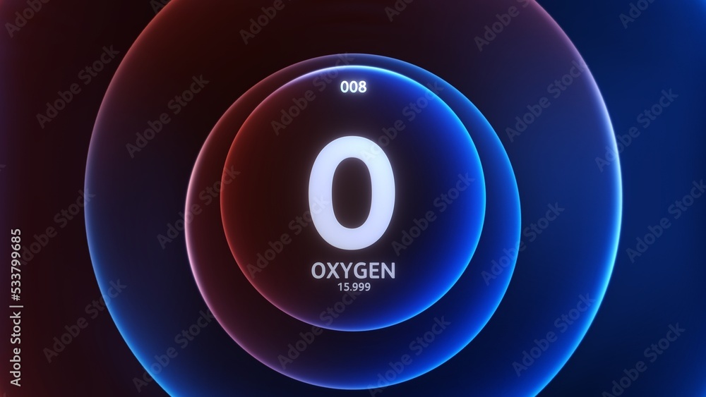 Oxygen as Element 8 of the Periodic Table. Concept illustration on ...