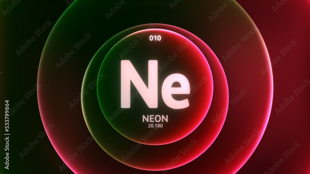 Neon as Element 10 of the Periodic Table. Concept illustration on ...