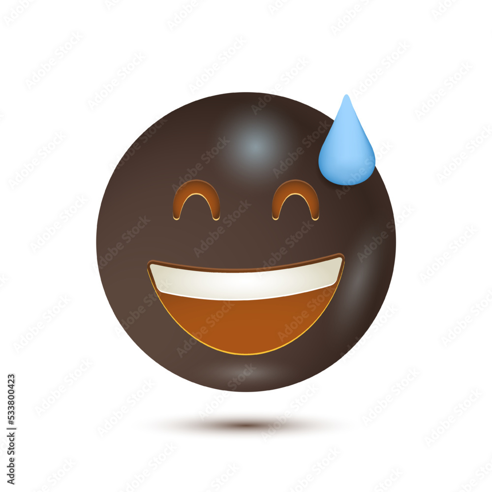 Phew emoji, grinning face with sweat, relief emoji. funny yellow ...