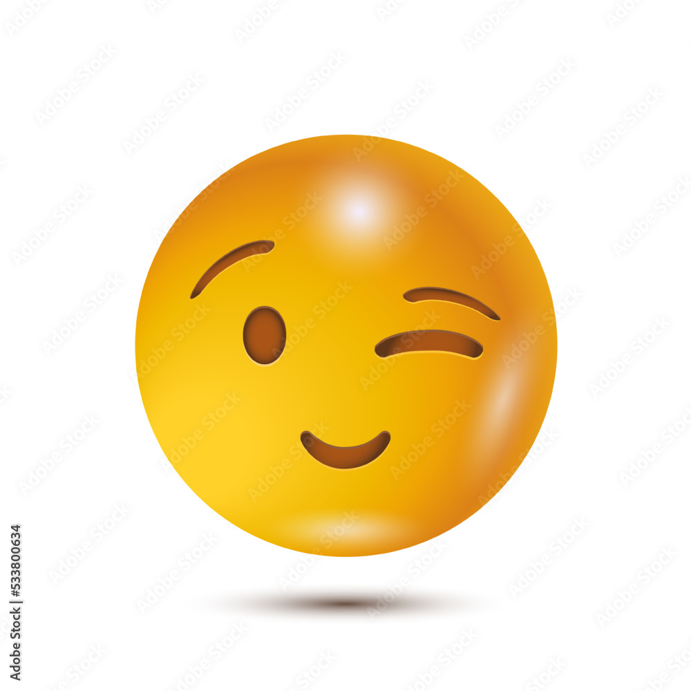 Winky face signals a joke or a hidden meaning. funny yellow emoticon. smiling emoticon character ...