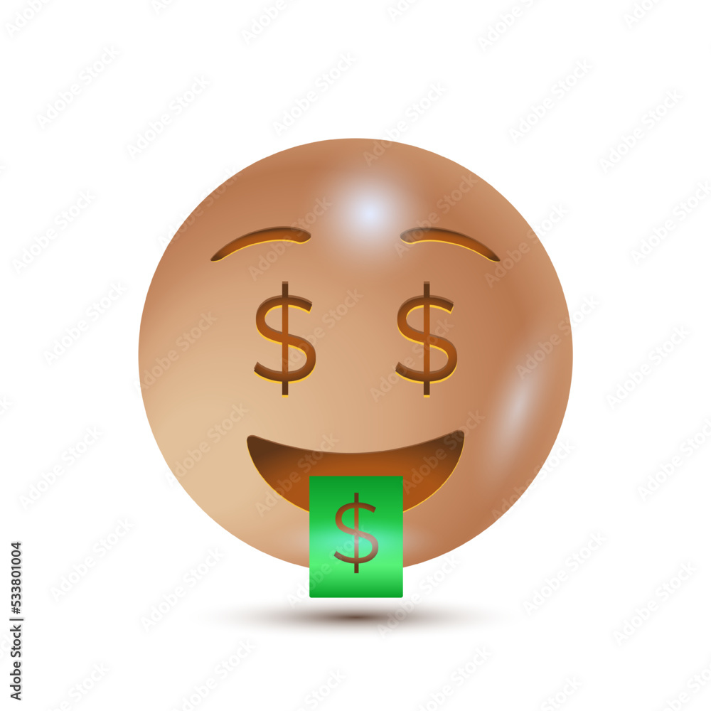Money mouth face, Dollar sign eyes, money face. funny yellow emoticon ...