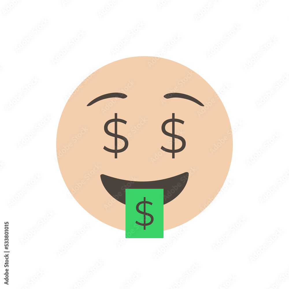 Money mouth face, Dollar sign eyes, money face. Vector illustration ...