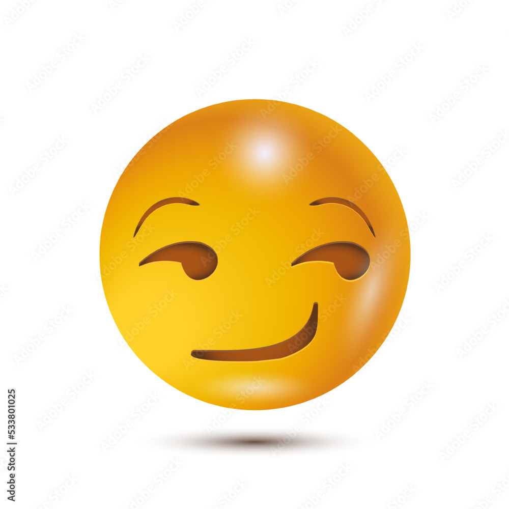Flirting face, smug face, suggestive face. funny yellow emoticon ...