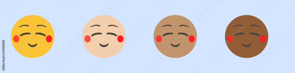 Happy, blush face. Vector illustration. smiling emoticon character ...