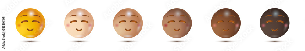 3D Set smiles. Vector illustration. smiling emoticon character design ...