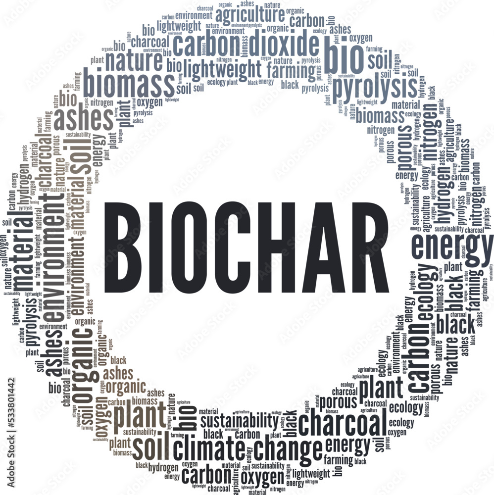 Póster Biochar word cloud conceptual design isolated on white ...