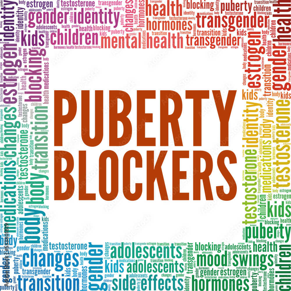 Puberty Blockers word cloud conceptual design isolated on white ...