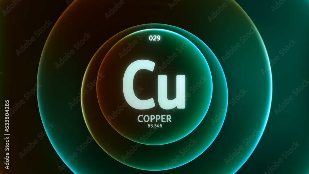 Copper as Element 3 of the Periodic Table. Concept illustration on ...