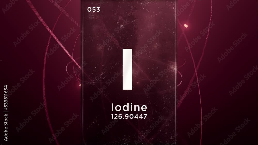 I (Iodine) symbol chemical element of the periodic table, 3D animation ...