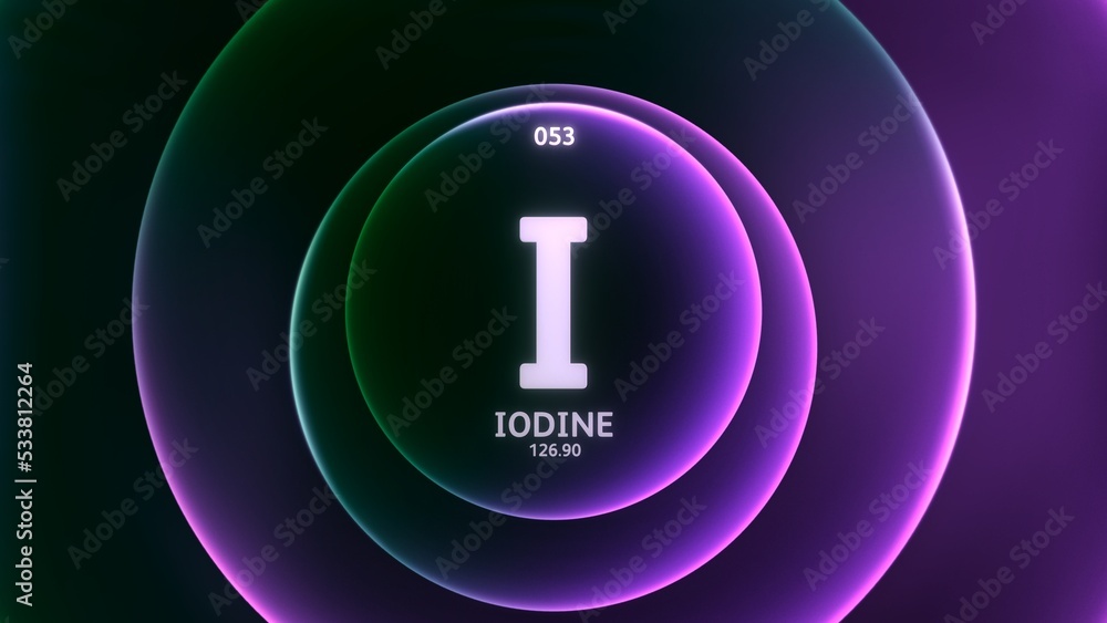 Iodine as Element 53 of the Periodic Table. Concept illustration on ...
