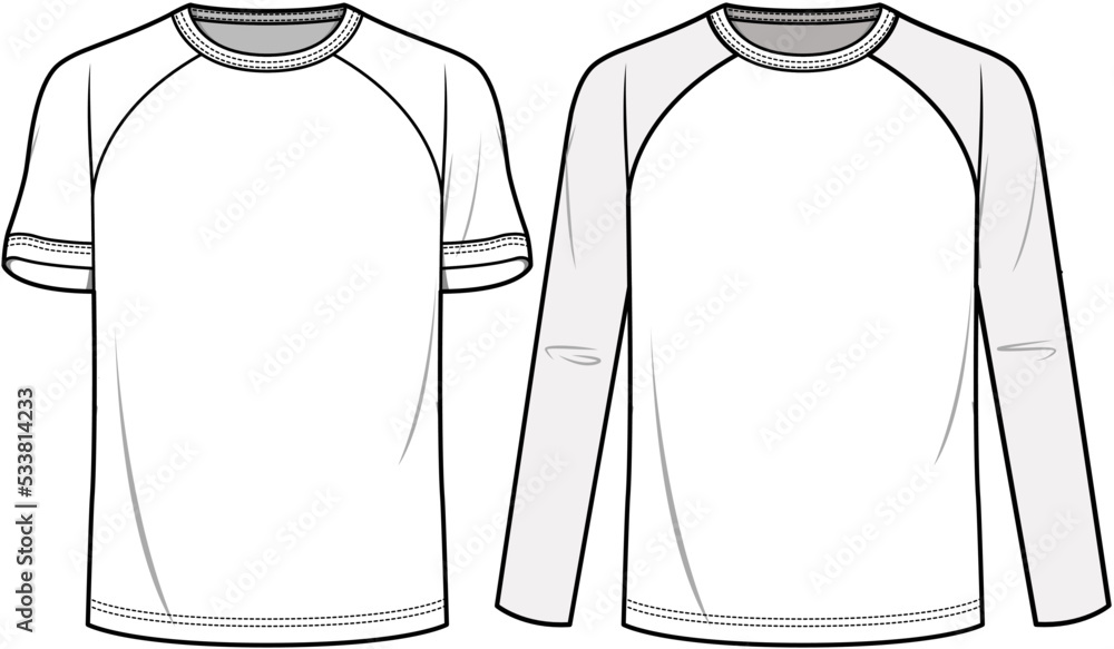 Raglan Long Sleeve T-shirt, Raglan short sleeve t-shirt Sets Fashion ...