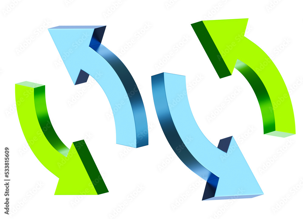 Double reverse arrow. ECO recycling concept. Green blue icon isolated ...