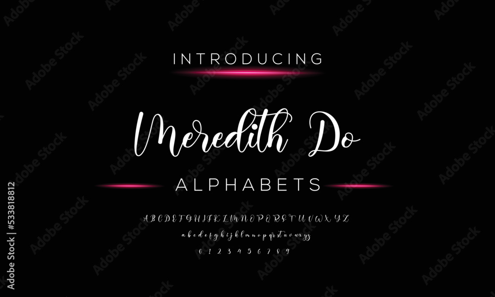 Calligraphic font with numbers, ampersand and symbols. Modern Alphabet ...