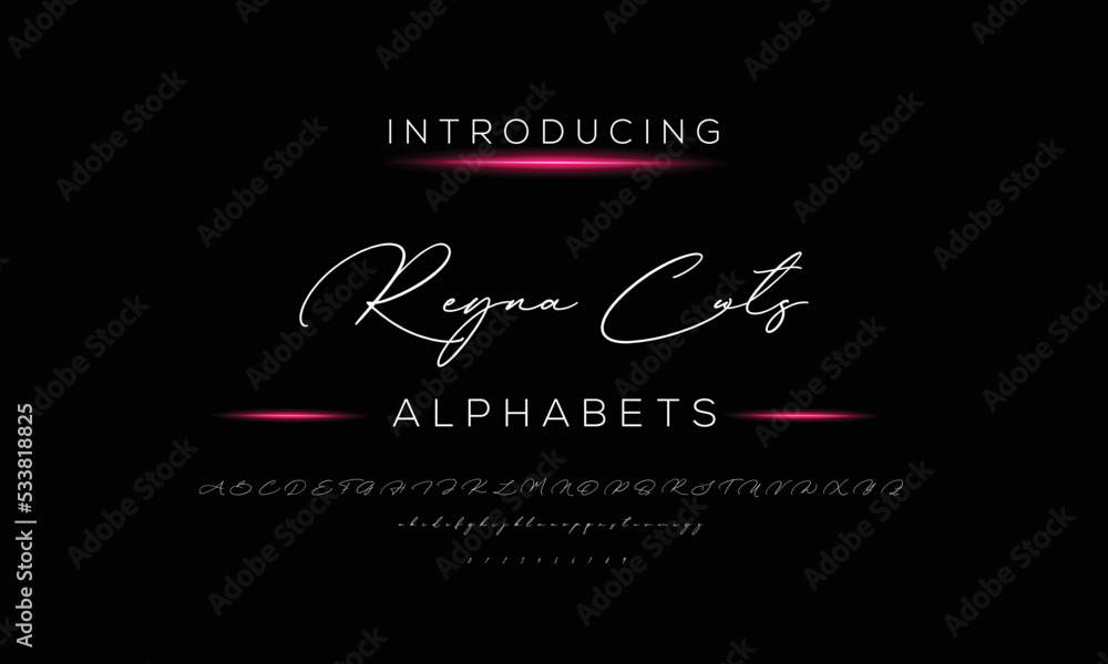 Script font display alphabet. Handwriting style fonts set. Typography a ...