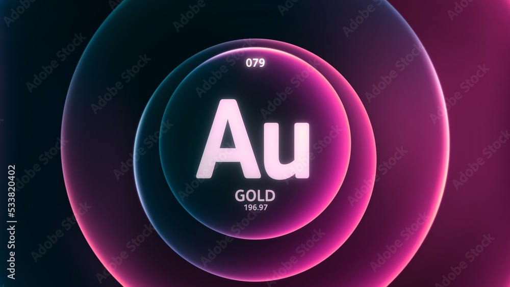 Gold as Element 79 of the Periodic Table. Concept illustration on ...