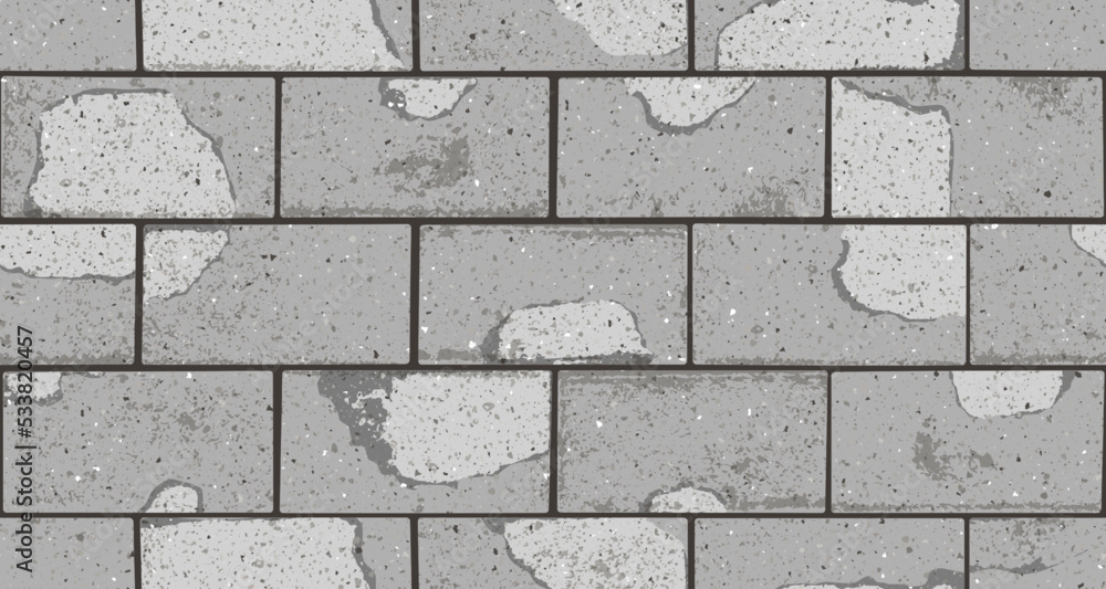 Seamless pattern of pavement with interlocking textured cracked old ...