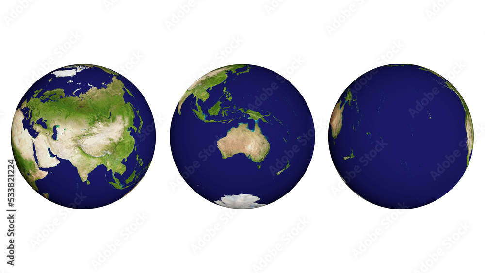 Three Views of the Earth Stock Illustration | Adobe Stock