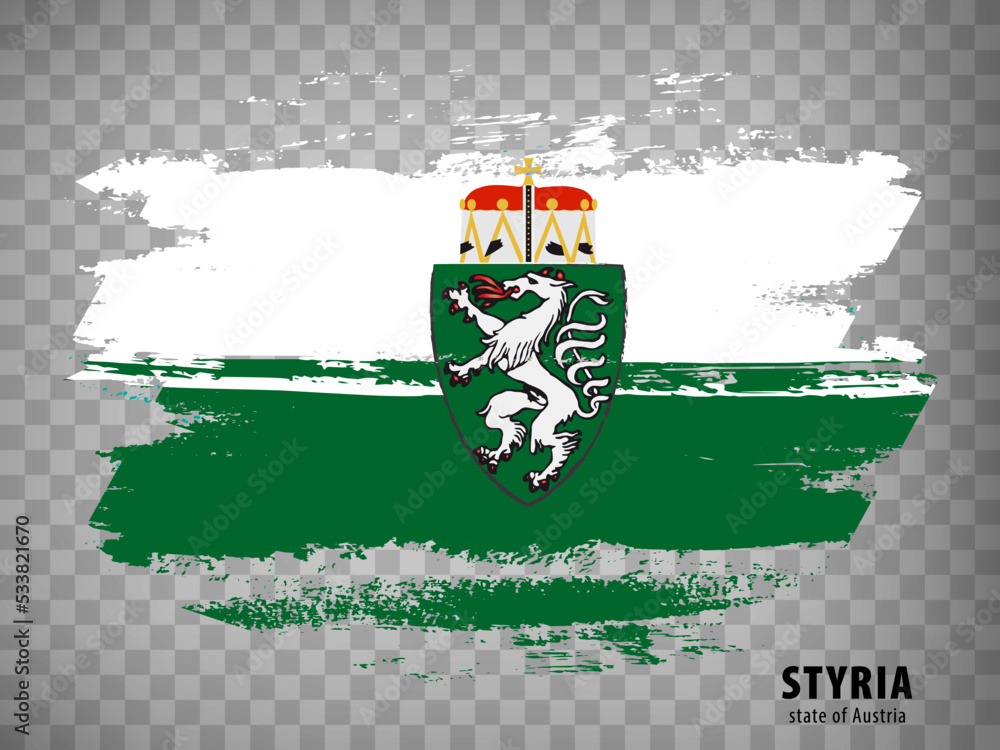 Flag of Styria brush strokes. Flag of Styria on transparent background ...