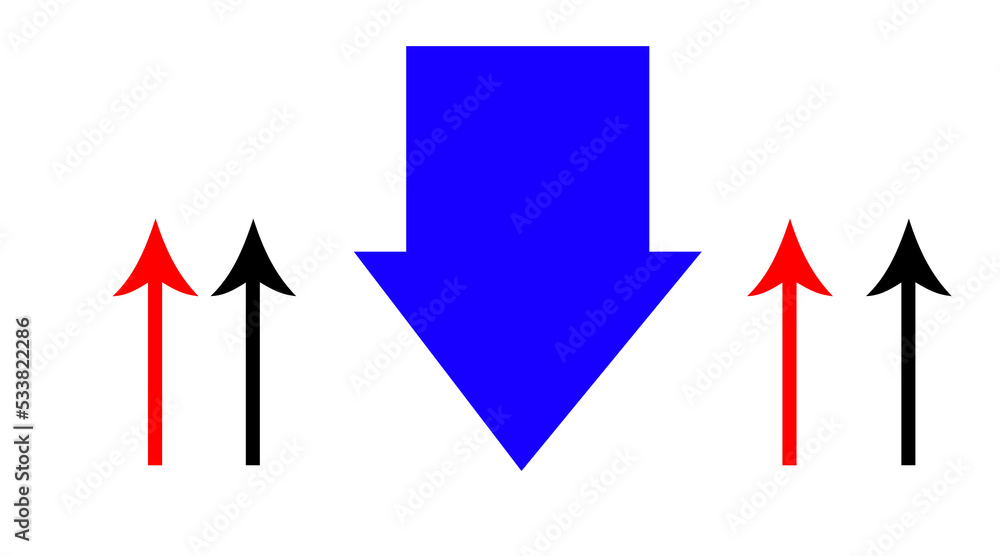 Red and Blue arrow icon, red color arrow indicator Symbol Stock ...