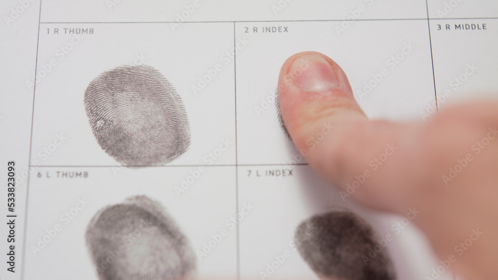 filling form macro fingerprint registration finger print form paperwork ...