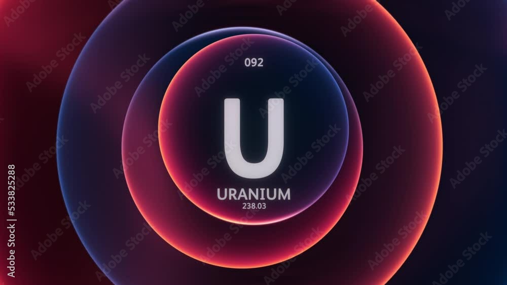 Uranium as Element 3 of the Periodic Table. Concept animation on ...