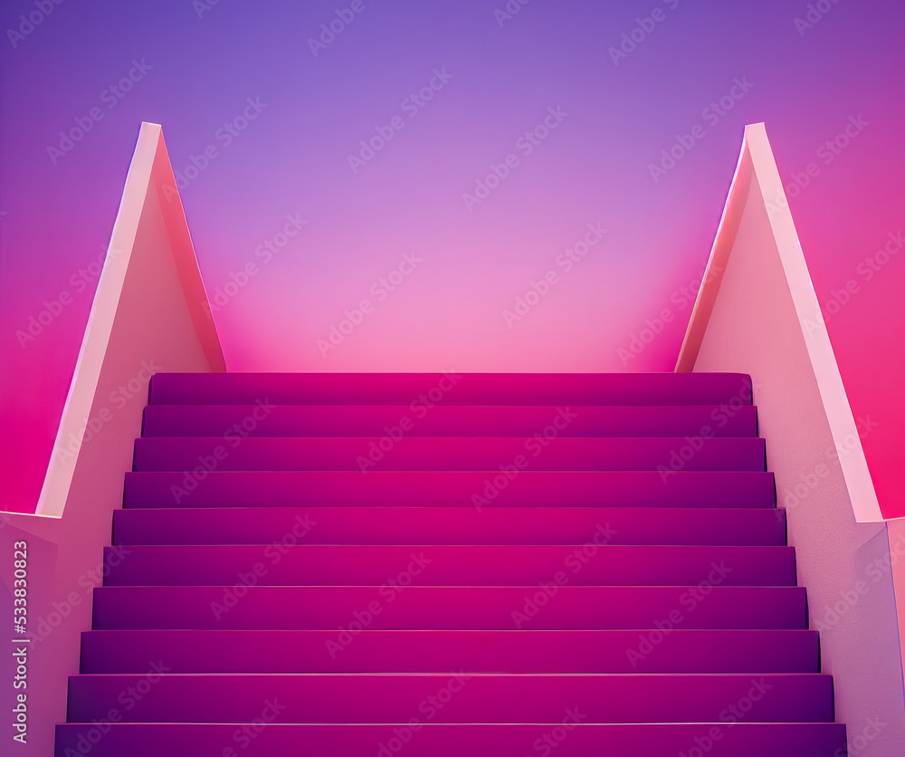 Pink stairs for product presentation. abstract geometric shape pastel ...