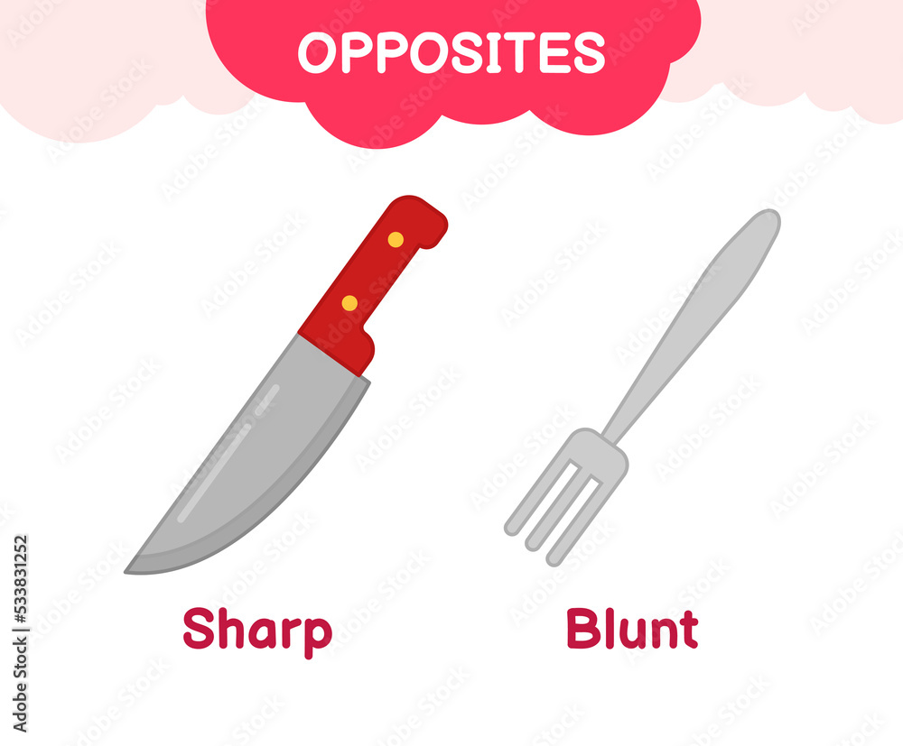 Vector learning material for kids opposites acute blunt. Cartoon ...