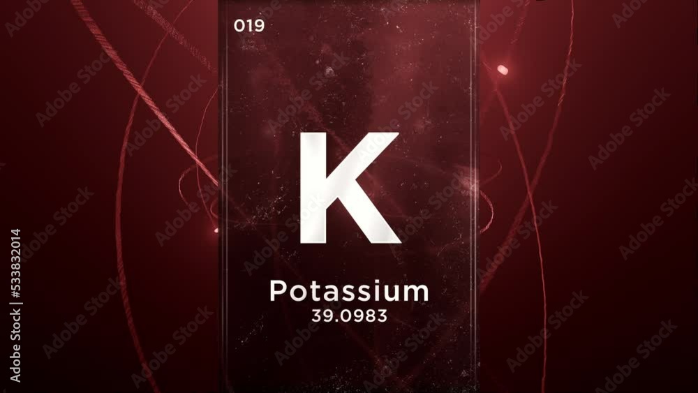 Potassium (K) symbol chemical element of the periodic table, 3D ...