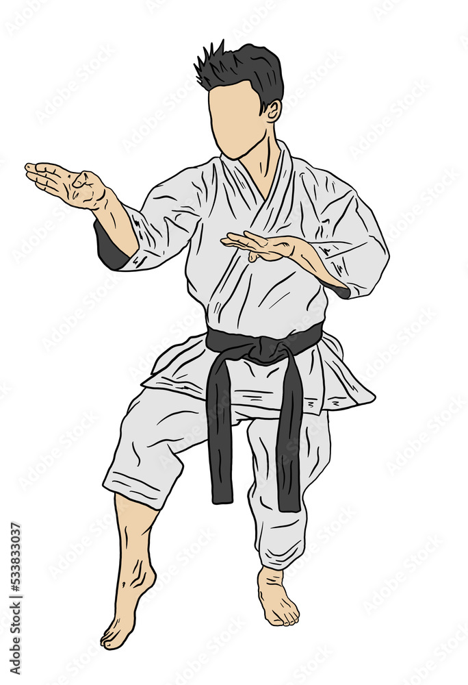 Karate pose illustration Stock Illustration | Adobe Stock