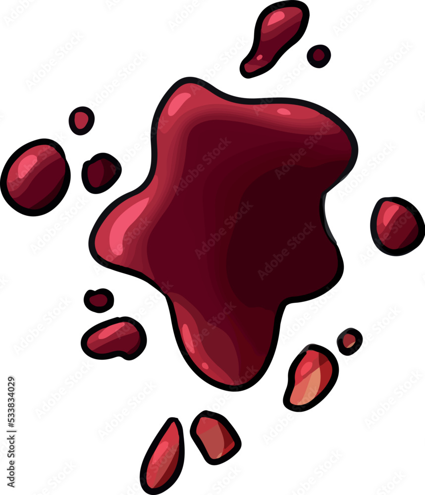 Blood spatter doodle. Outline comic style image. Halloween spooky hand ...