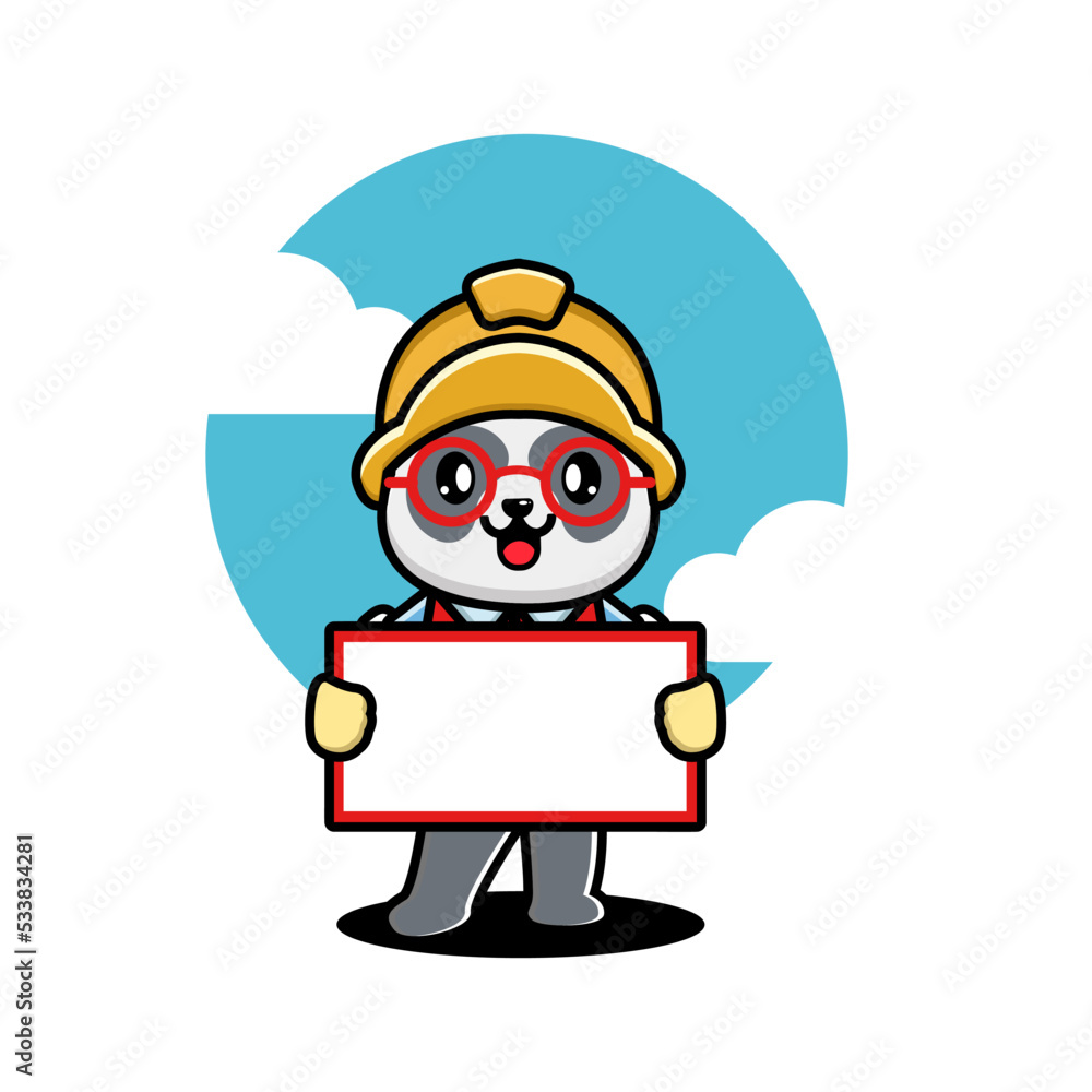 Cute panda construction worker cartoon Stock Vector | Adobe Stock
