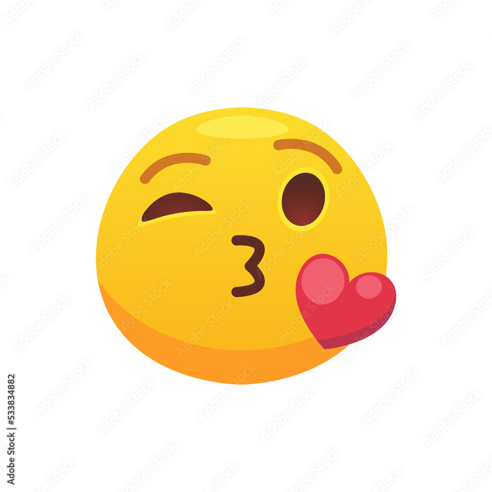 Feeling love, kiss expression. Face emoji flat icon for web design ...