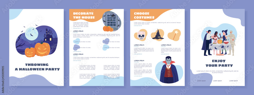 Throwing Halloween party flat vector brochure template. Booklet ...