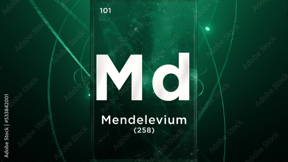 Mendelevium (Md) symbol chemical element of the periodic table, 3D ...