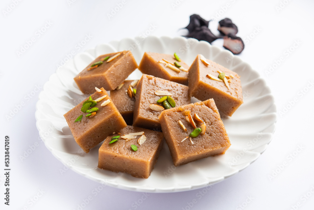 Singhara Barfi or Singhada burfi or halwa made using water chestnut ...