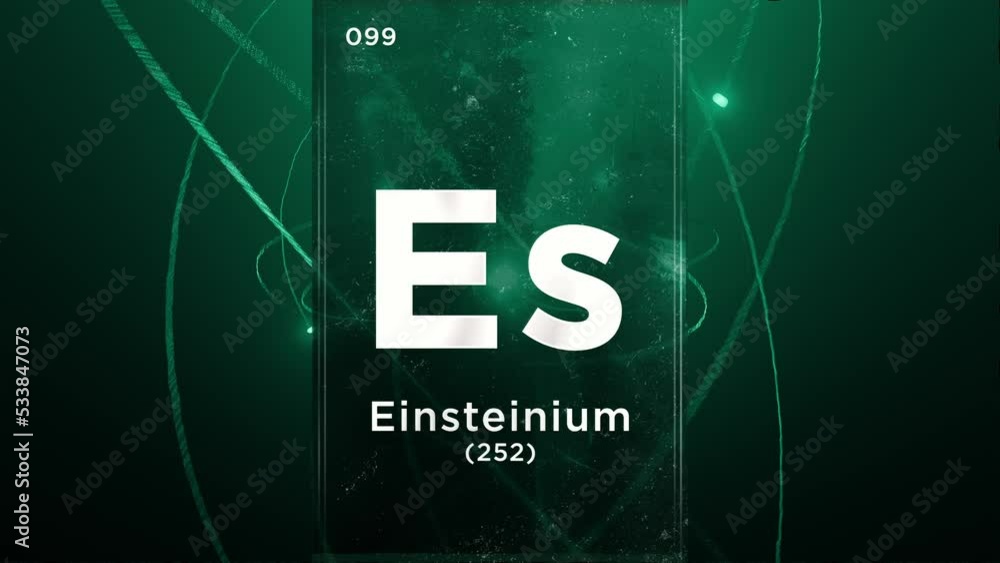 Einsteinium (Es) symbol chemical element of the periodic table, 3D ...