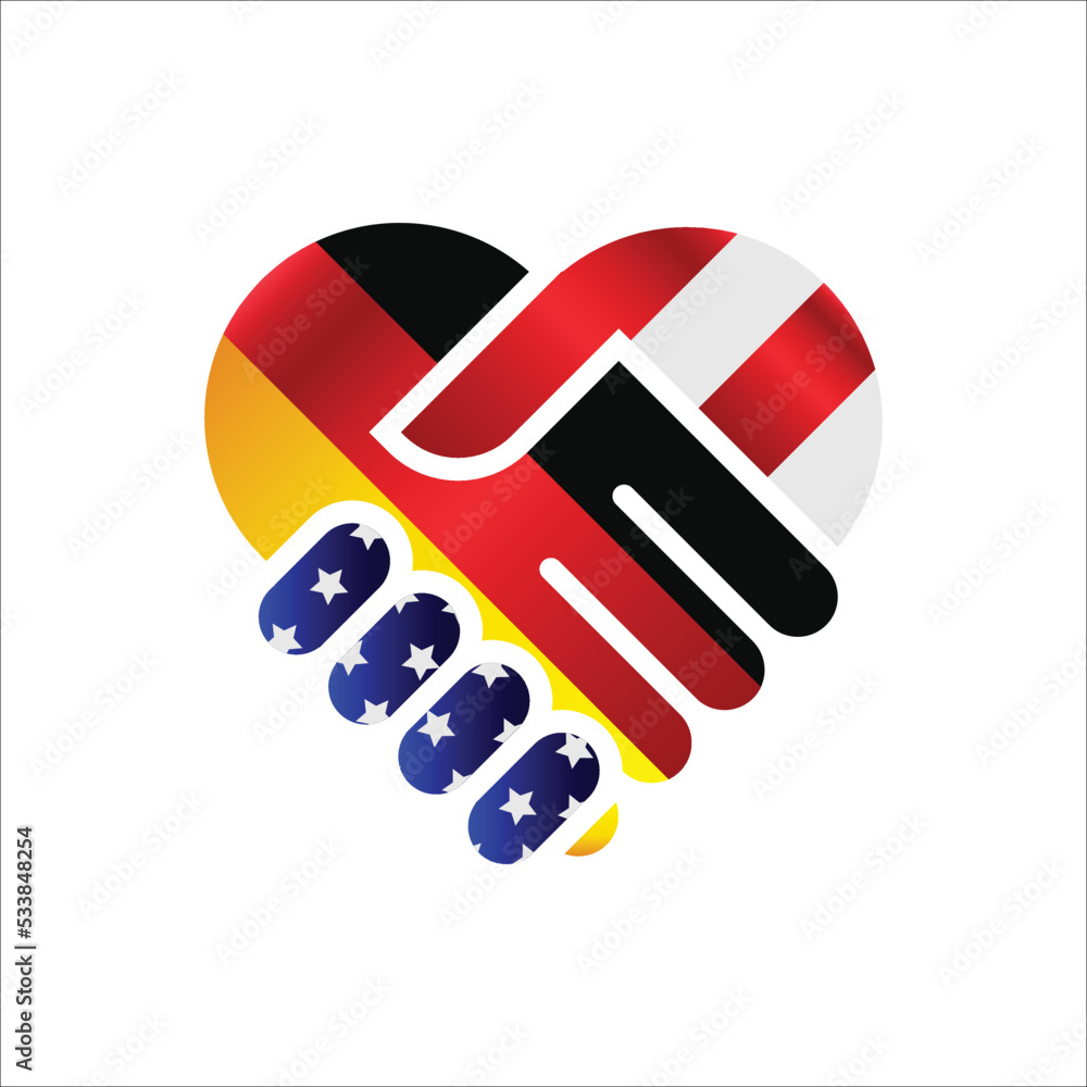 German American Day. german american flag Handshake in love icon ...