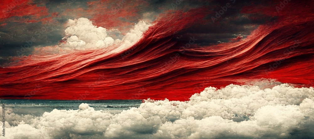Bizarre minimalist seascape, cold waves of nothingness with vast ...