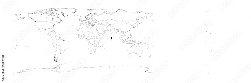 Vector Maldives map showing country location on world map and solid map ...